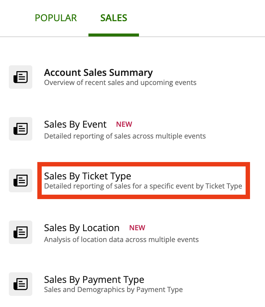 Sales By Ticket Type – Moshtix