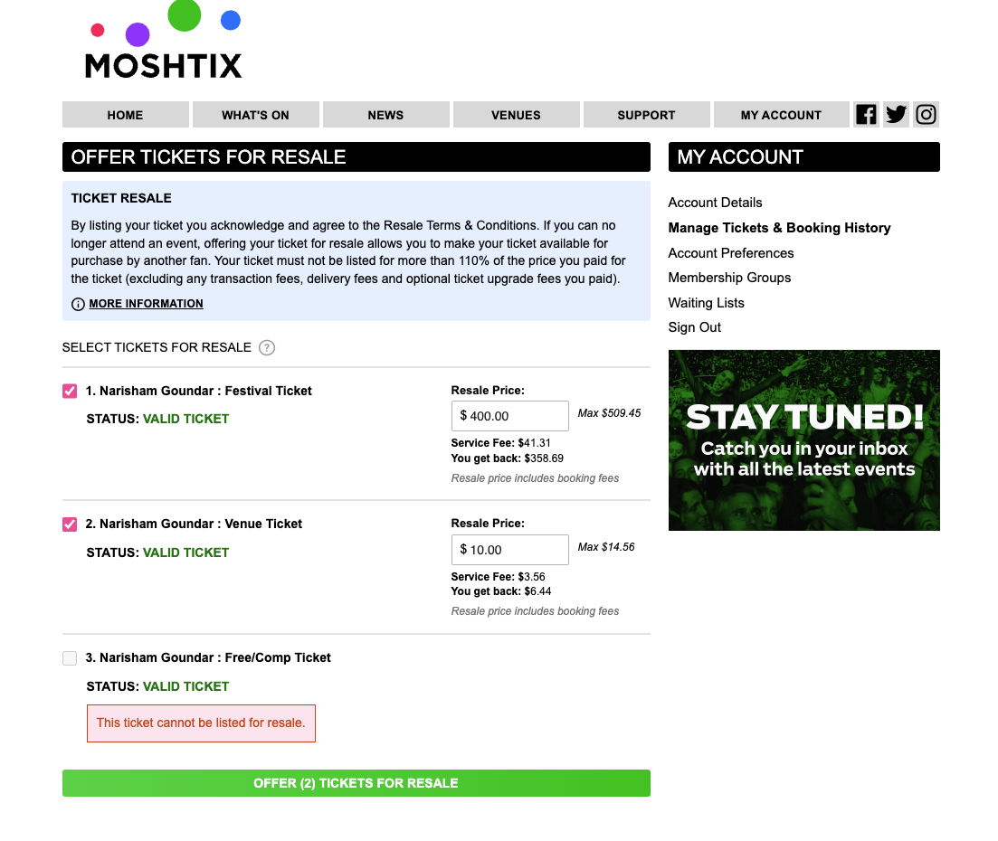 Moshtix Private Resale – Moshtix